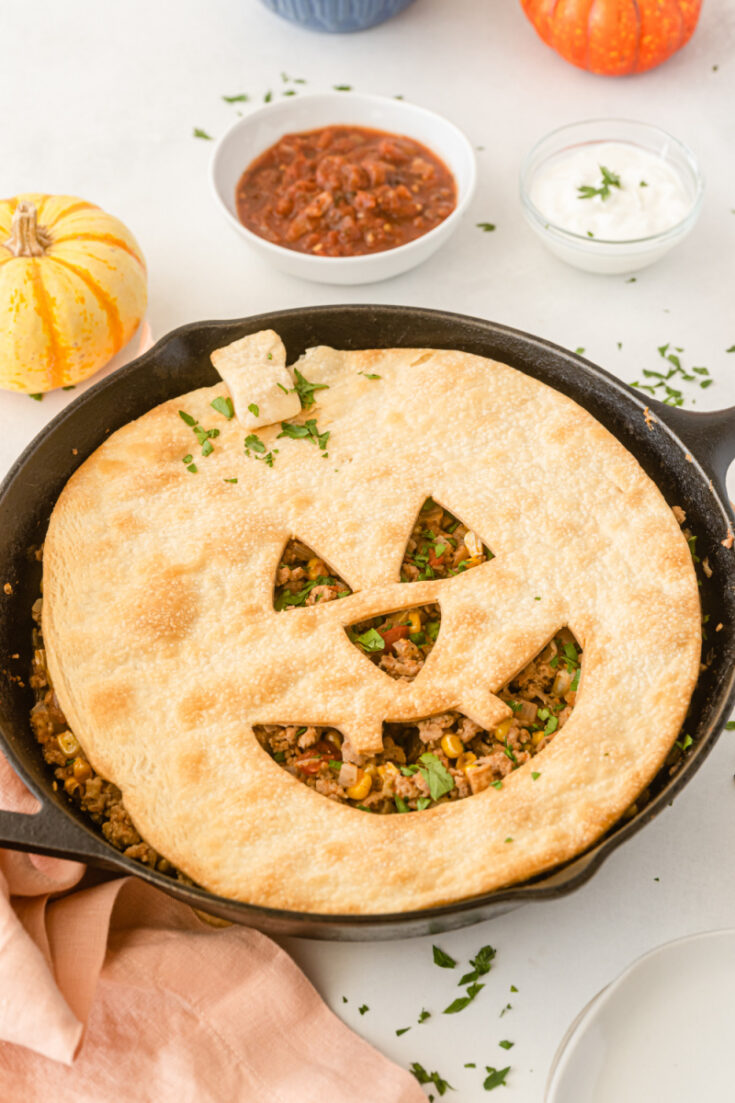 Jack O Lantern Sloppy Joe Pie - Recipe Boy