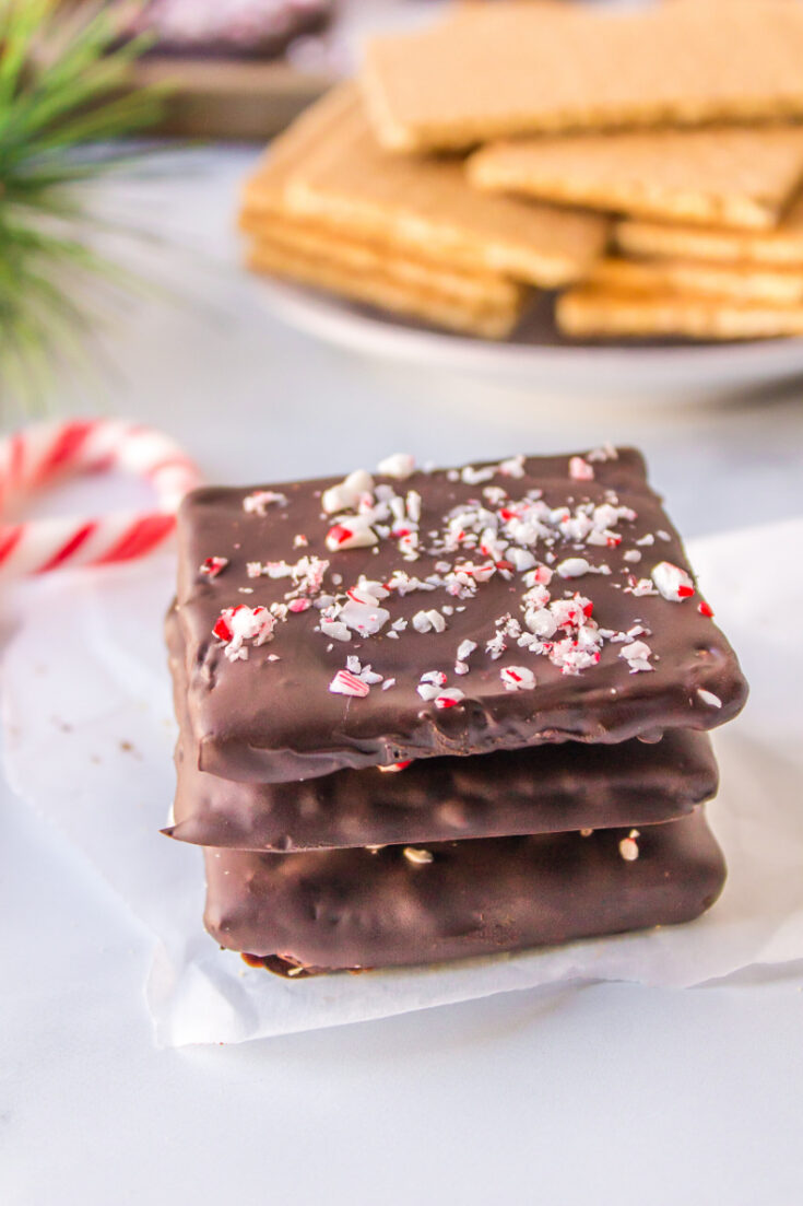 Chocolate Dipped Candy Cane Grahams - Recipe Boy