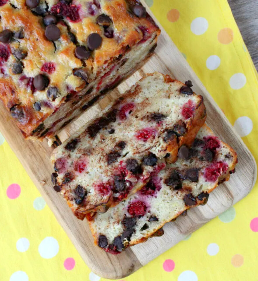 Raspberry Dark Chocolate Banana Bread - Recipe Boy
